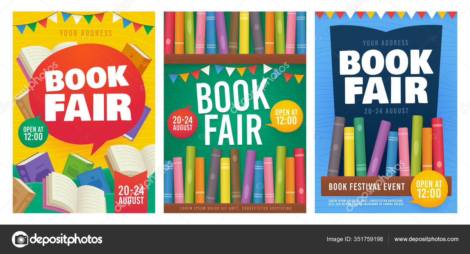 Book Fair poster event Invitation. Bookshelf. Book Festival flyer ...