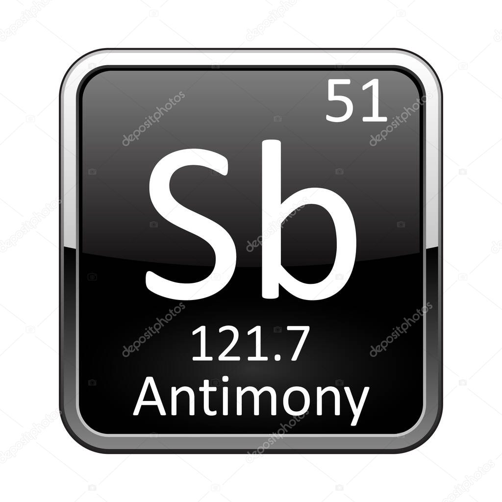 Símbolo de antimonio.Elemento químico de la tabla periódica sobre un ...