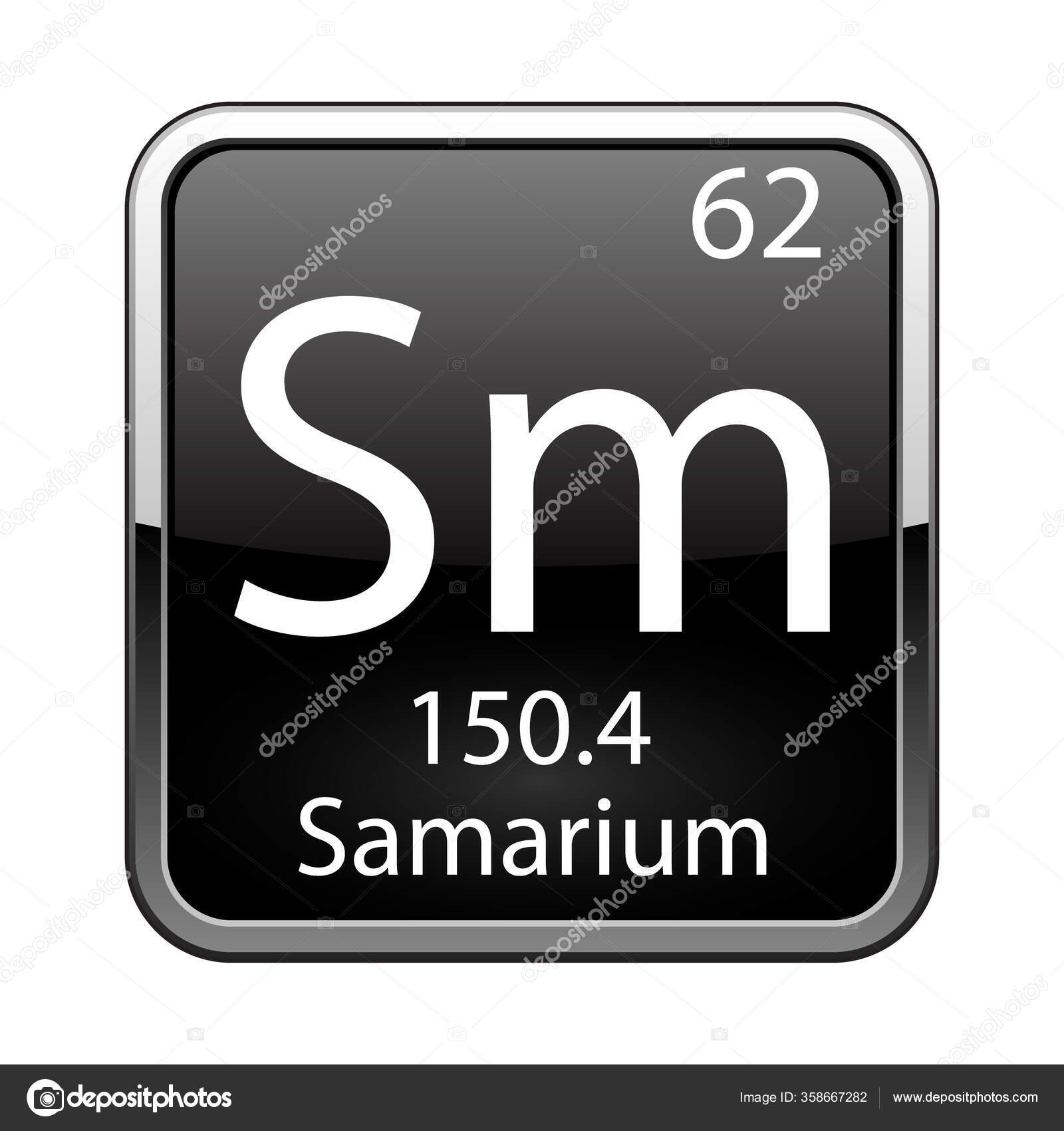 Samarium Symbol Chemical Element Periodic Table Glossy Black Background ...