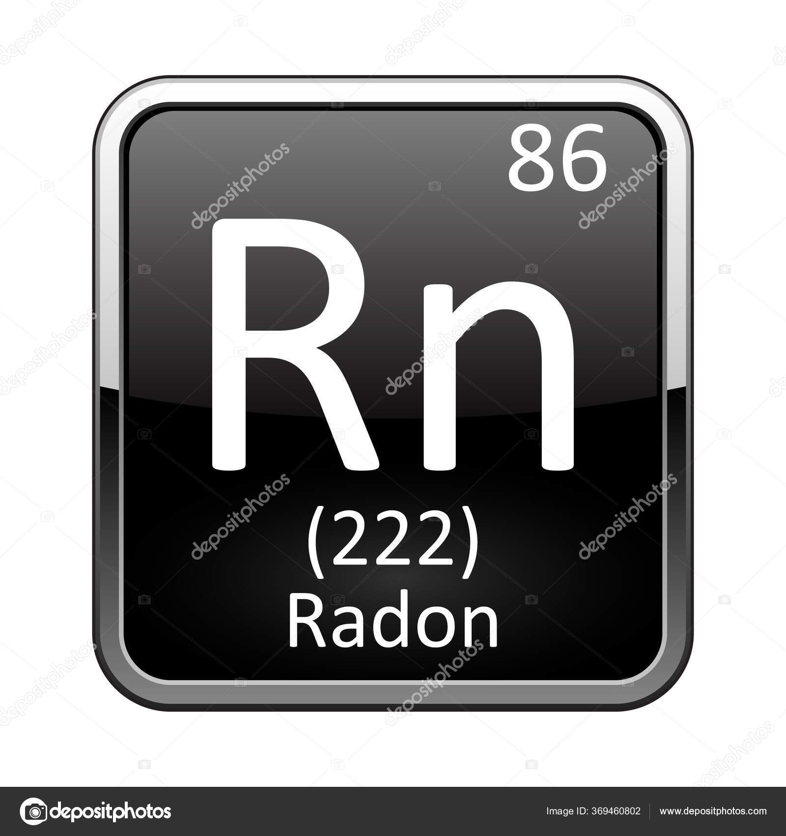 Símbolo Radón Elemento Químico Tabla Periódica Sobre Fondo Negro ...