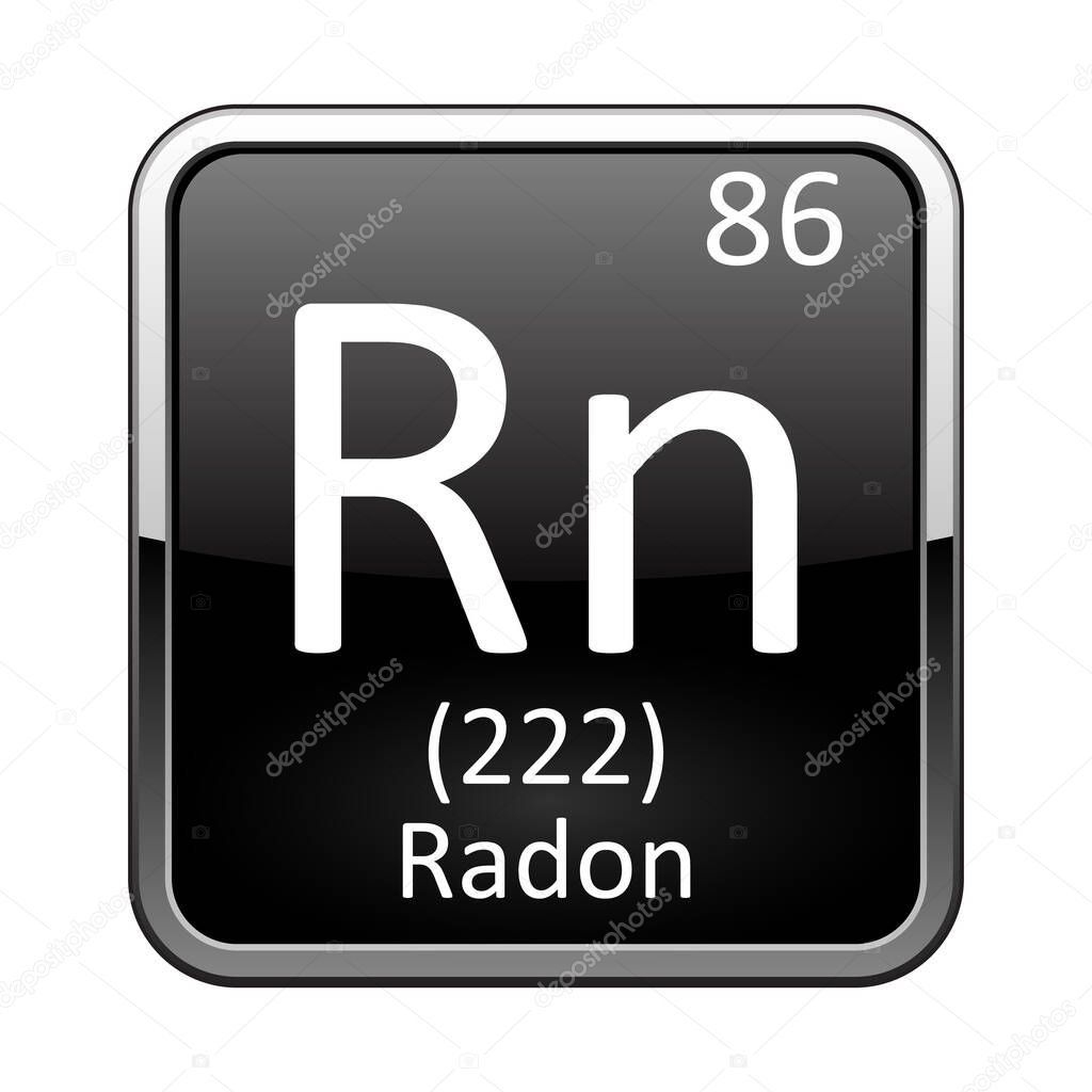 Símbolo Radón Elemento Químico Tabla Periódica Sobre Fondo Negro ...
