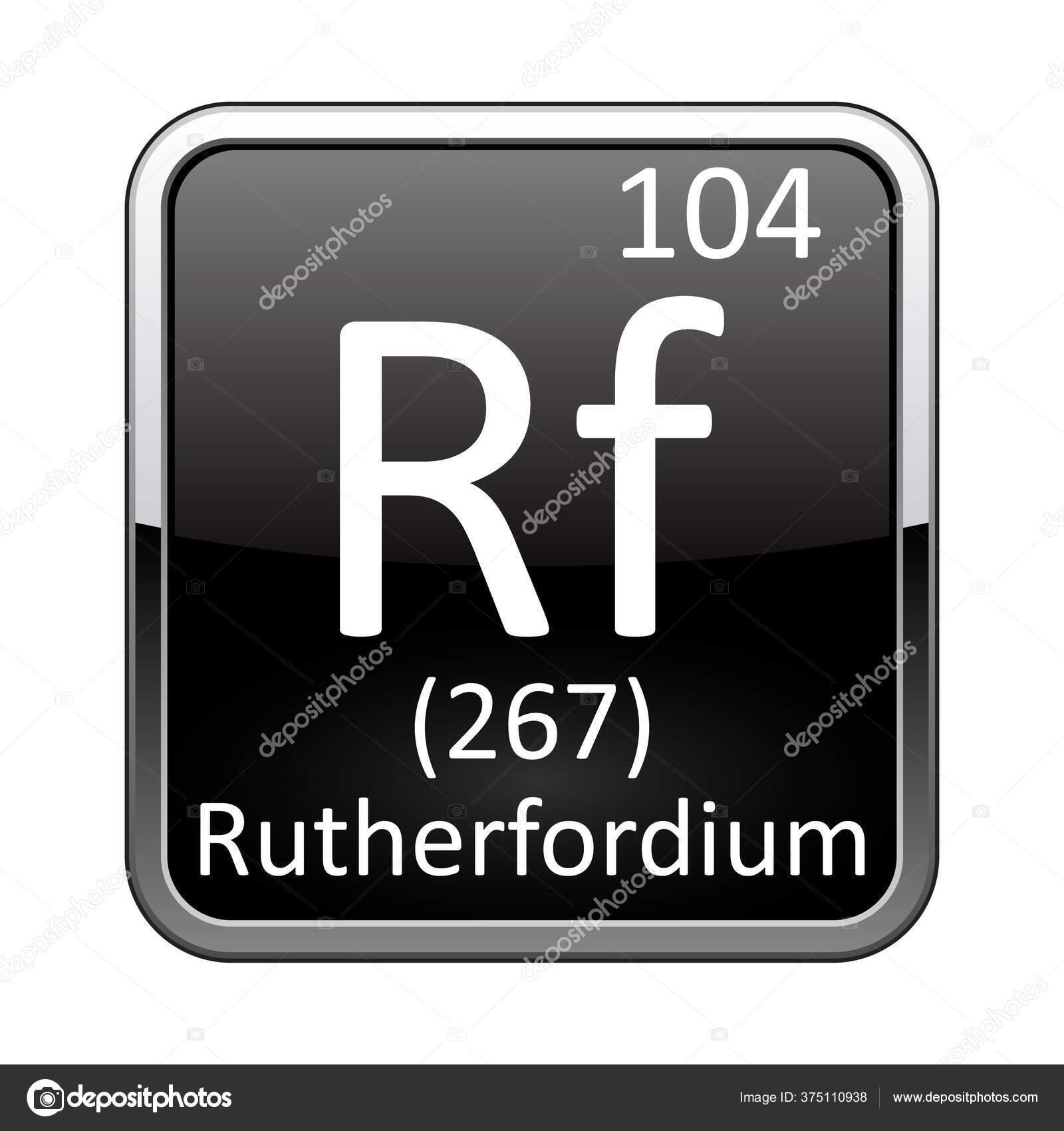 Rutherfordium Symbol Chemical Element Periodic Table Glossy Black ...