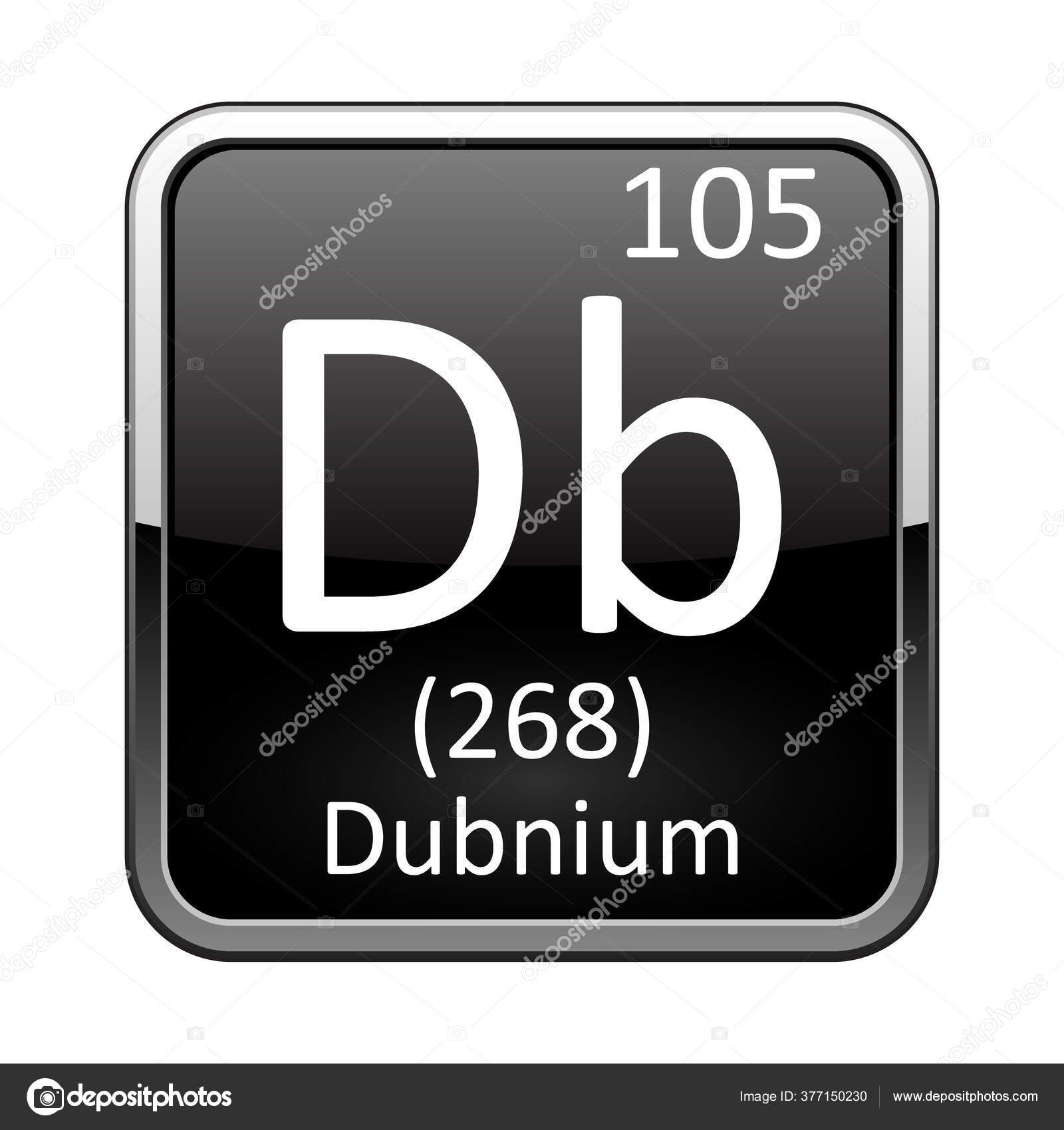 Dubnium Symbol Chemical Element Periodic Table Glossy Black Background ...