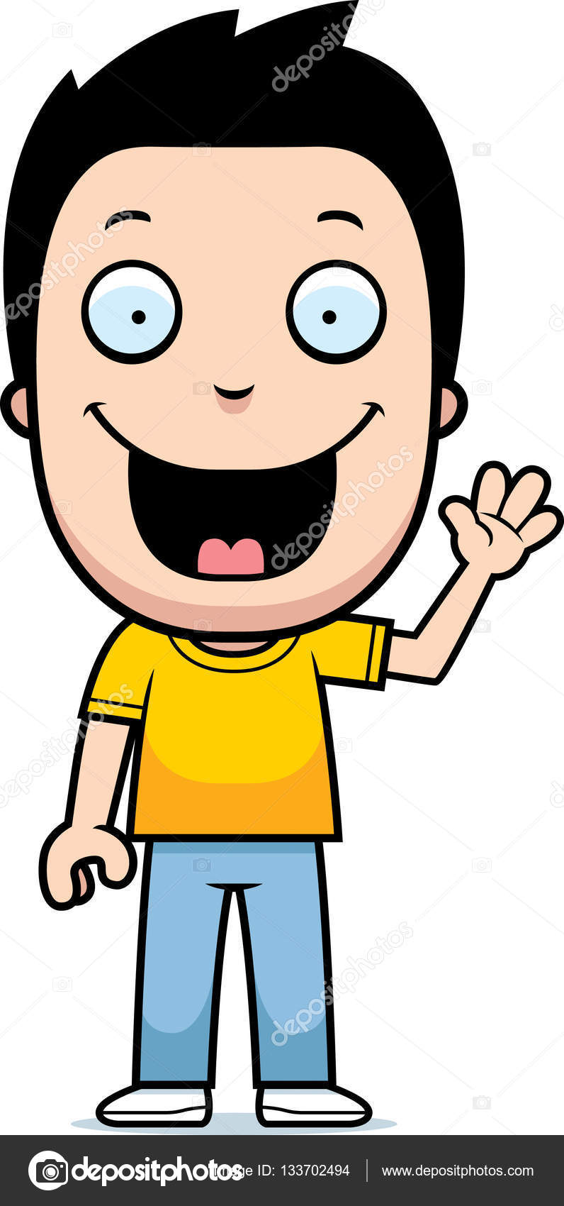 Muchacho de dibujos animados saludando Stock Vector by ©cthoman 133702494