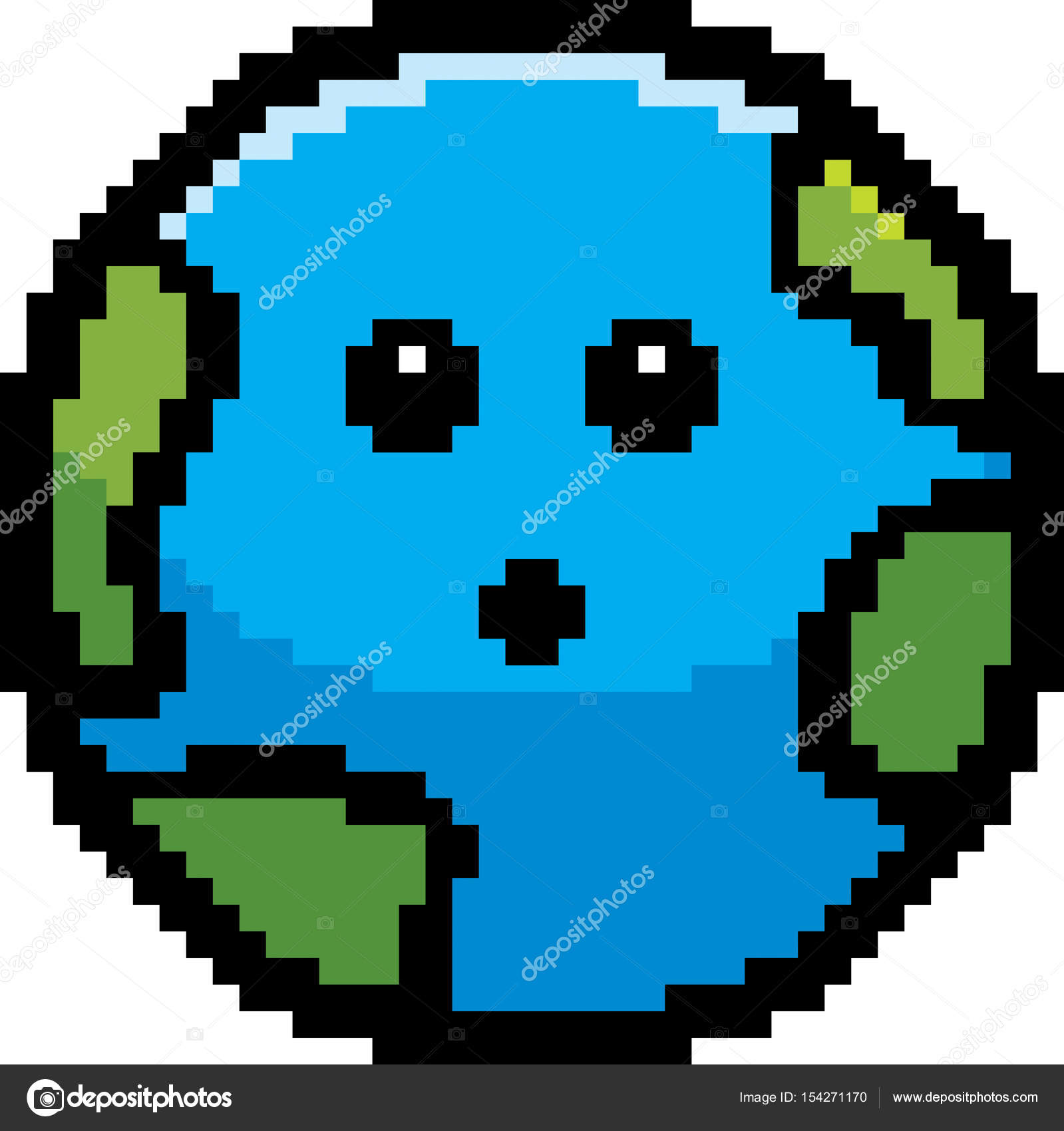 Surprised 8-Bit Cartoon Earth Stock Vector by ©cthoman 154271170