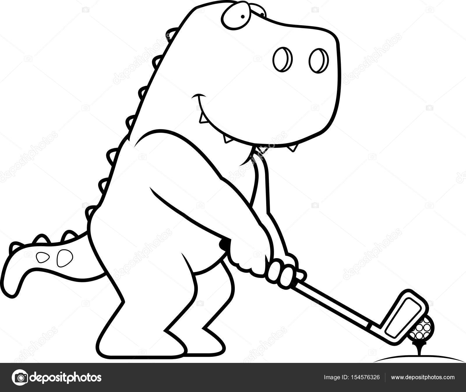 Cartoon Dinosaur Golfing Stock Vector Image by ©cthoman #154576326