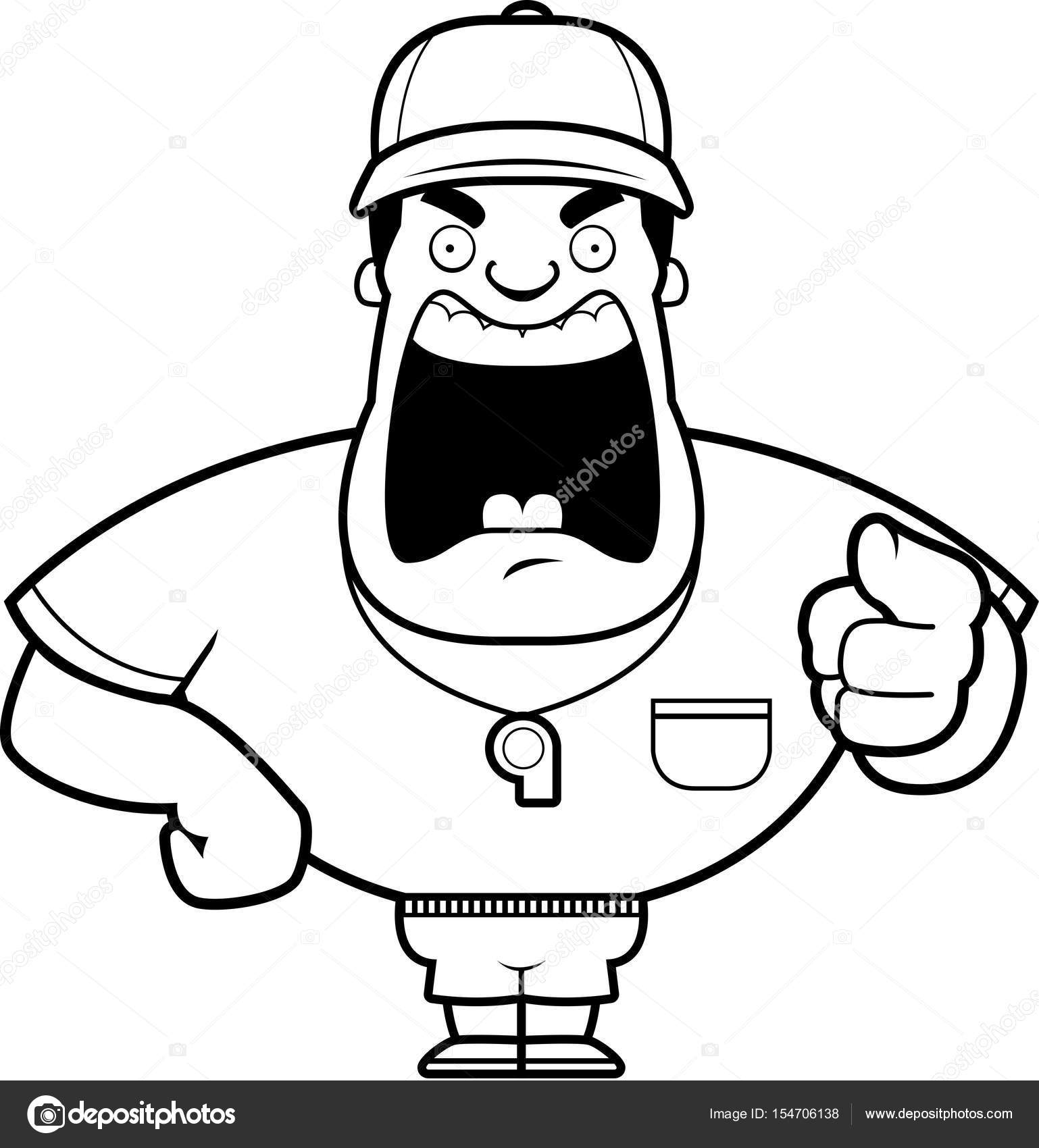 Cartoon Angry Baseball Coaches Coach Whistle Stock Illustrations