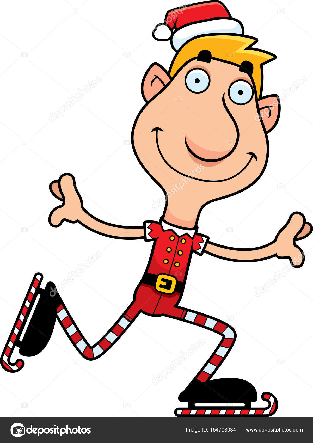 Cartoon Christmas Elf Skating Stock Illustration by ©cthoman #154708034