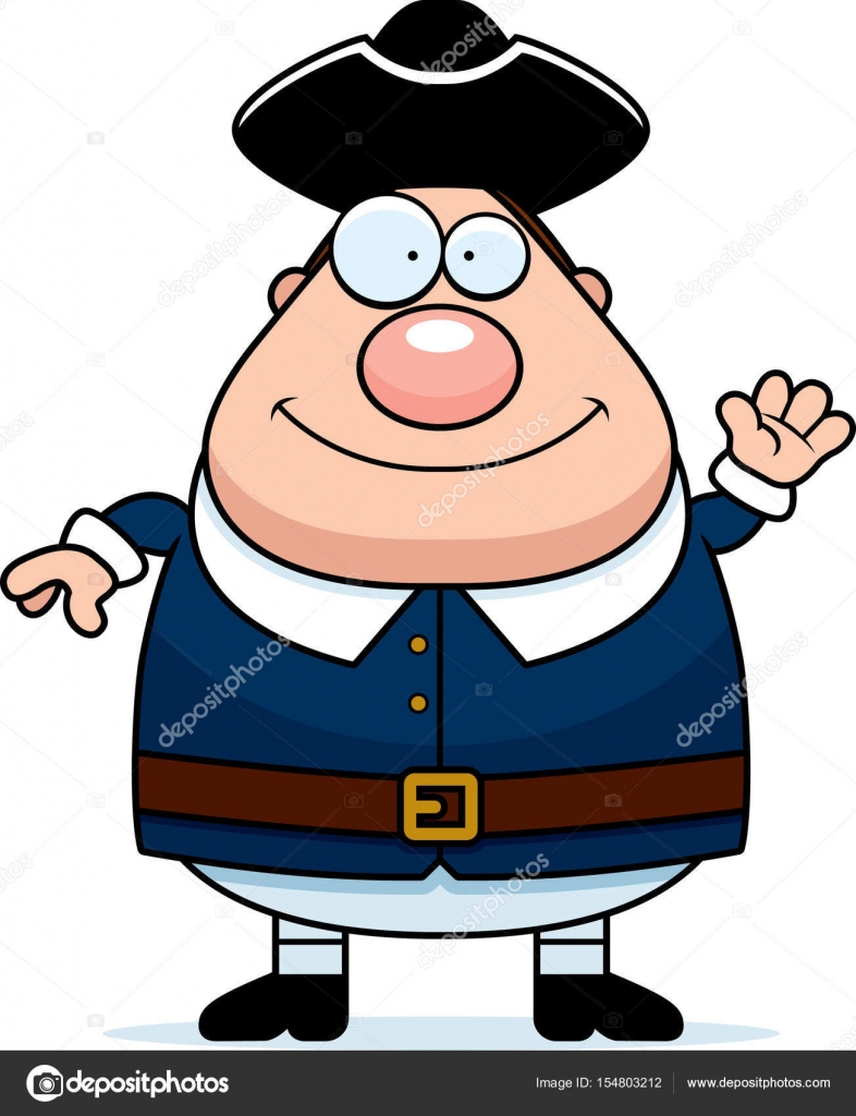 Hombre colonial de dibujos animados ondeando Vector de stock por ...