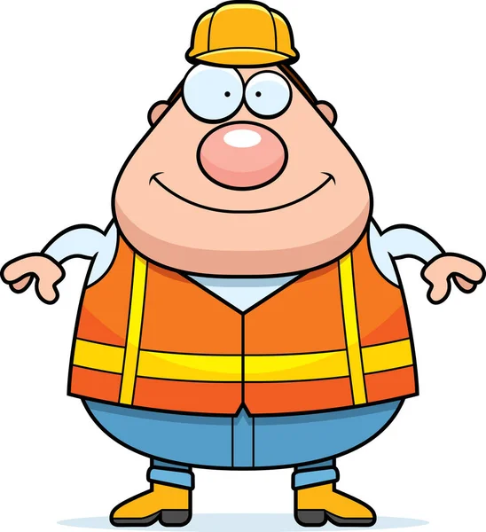 Happy Cartoon Road Worker - Stock Image - Everypixel