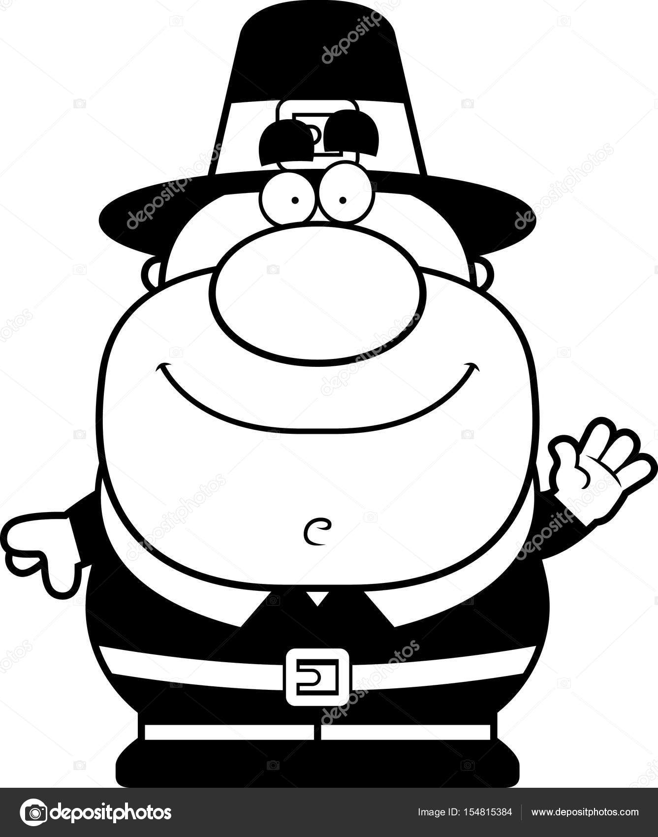 Waving Cartoon Pilgrim Stock Vector by ©cthoman 154815384