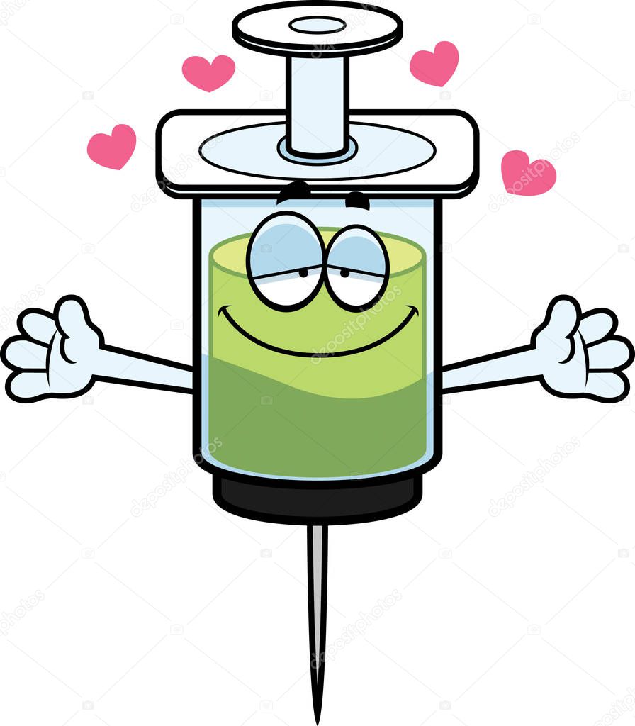 Imágenes: jeringa animada | Dibujos animados jeringa abrazo — Vector de ...