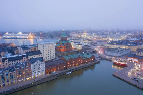 HELSINKI, FINLAND - NOVEMBER 2019: Aerial view of Uspenski Cathedral ...