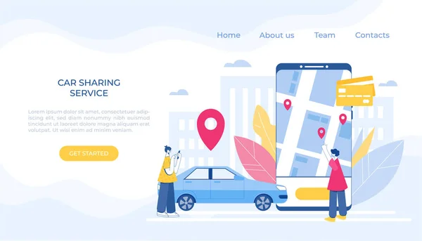 Car sharing landing page and online rent service advertising web page ...