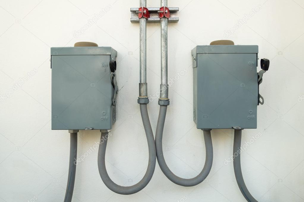 Breaker switch control panel and installation on wall. — Stock Photo ...