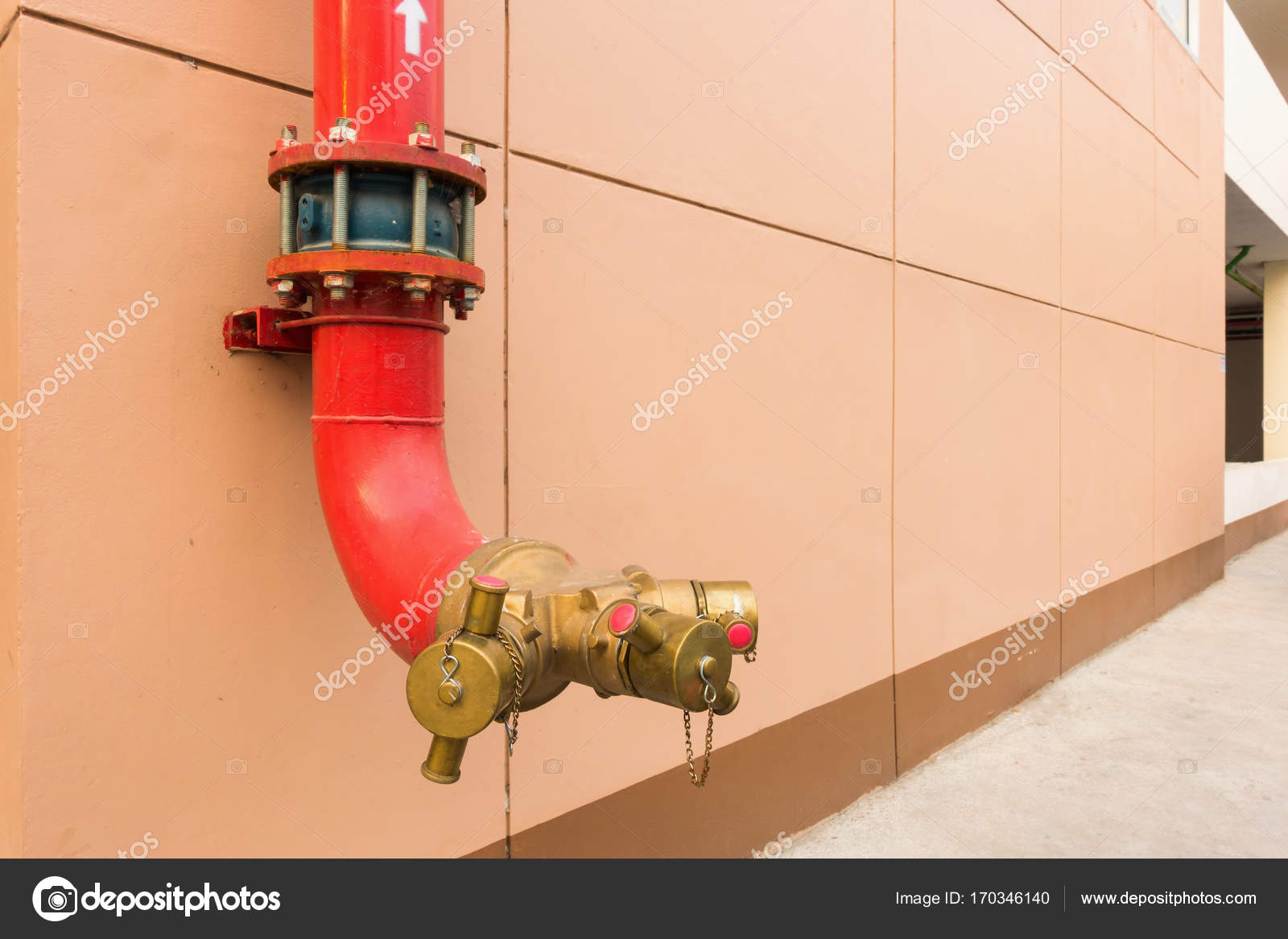 Fire protection system, Fire hose and connection valve — Stock Photo ...