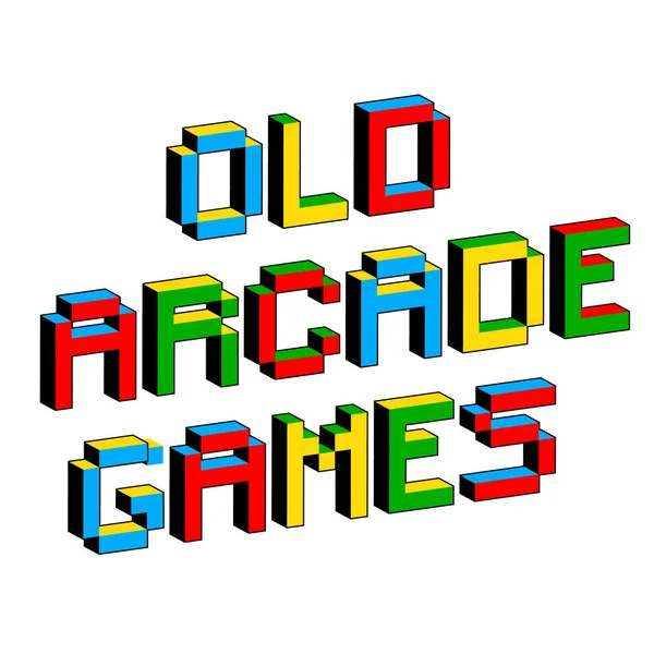 New Game text in style of old 8-bit video games. Vibrant colorful 3D ...