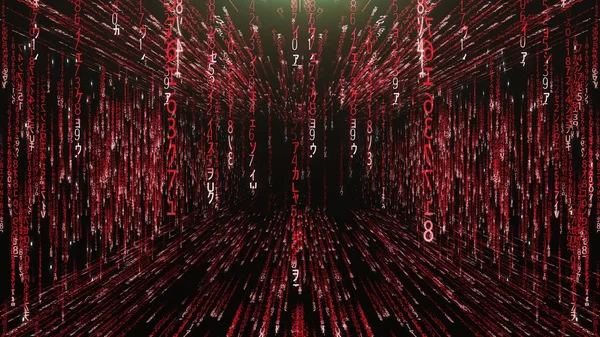 Red corridor from the matrix code - Stock Image - Everypixel
