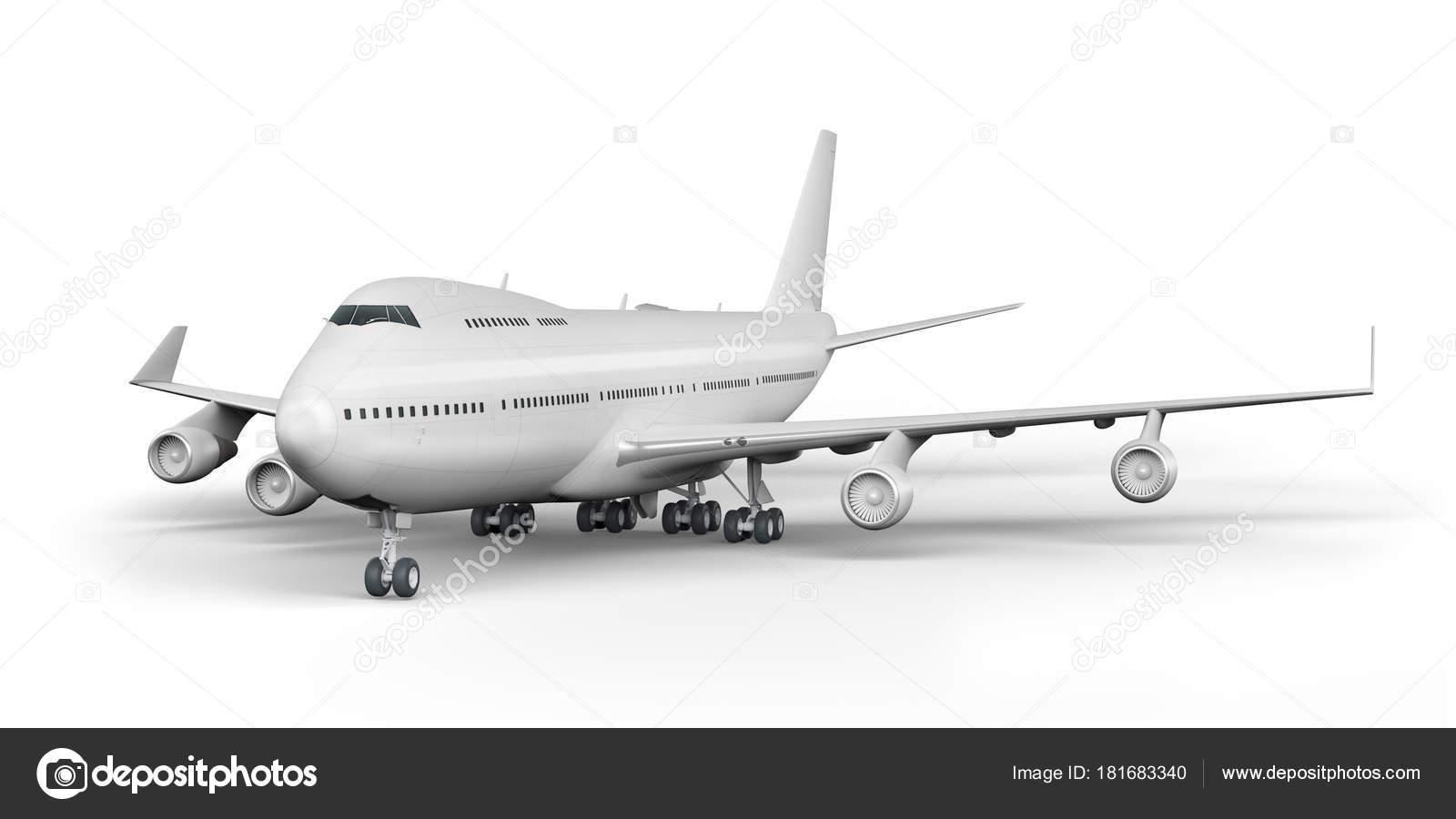 Passenger plane 3D render on a white background — Stock Photo ...