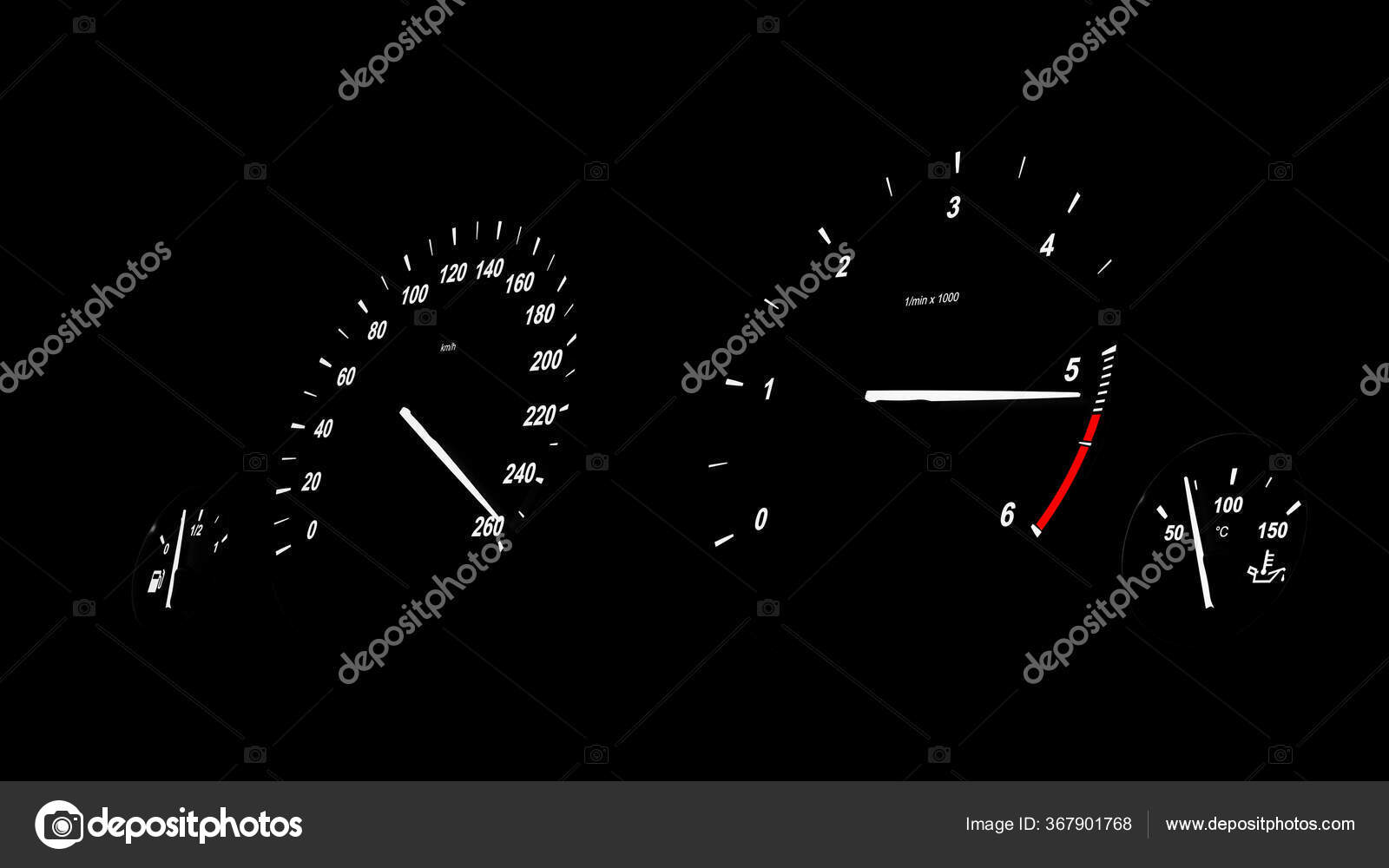 3d render Car speedometer picking up speed at night — Stock Photo ...