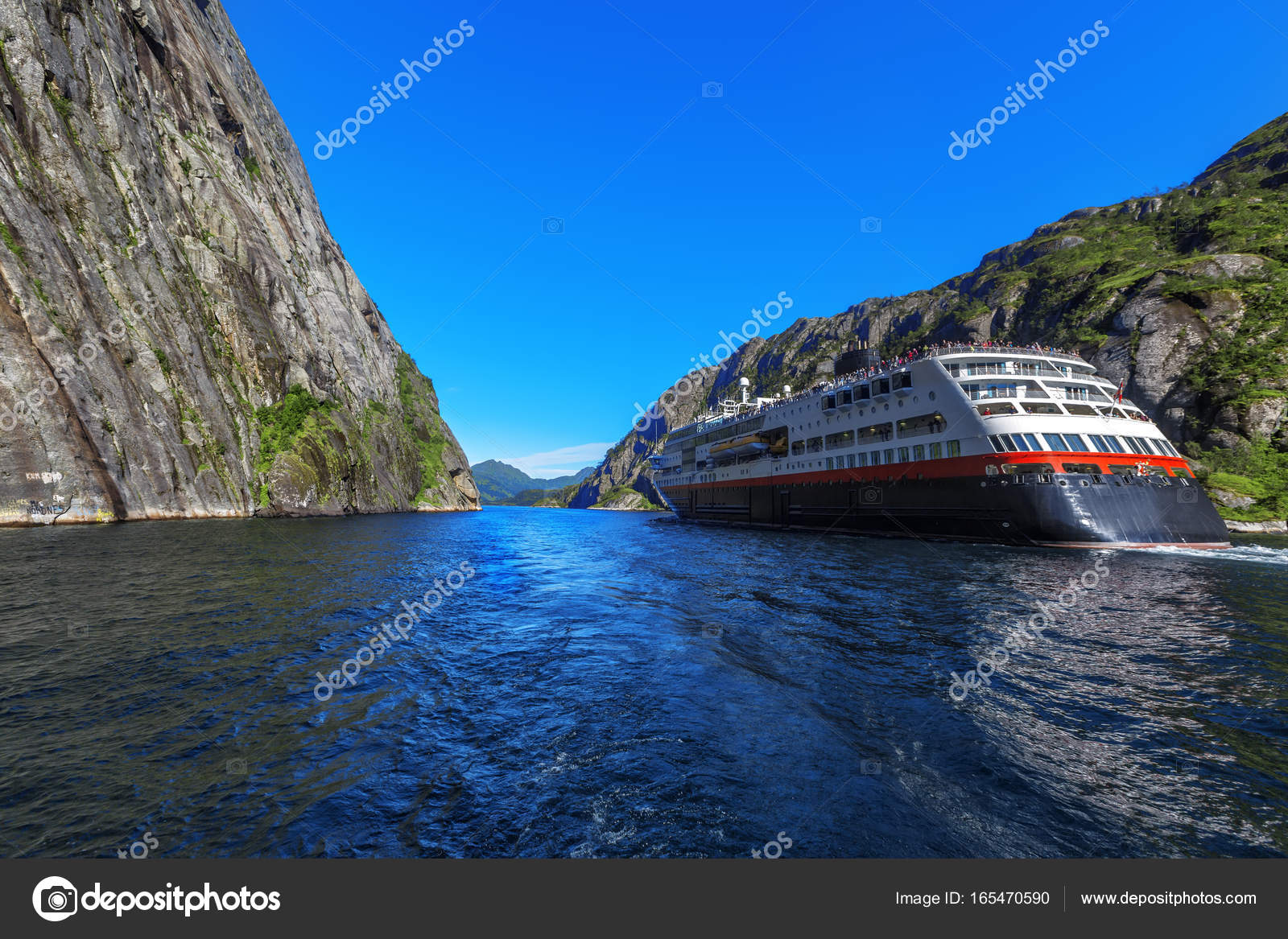 Cruise Ship On Trollfjord (Trollfjorden) in the Lofoten Islands ...
