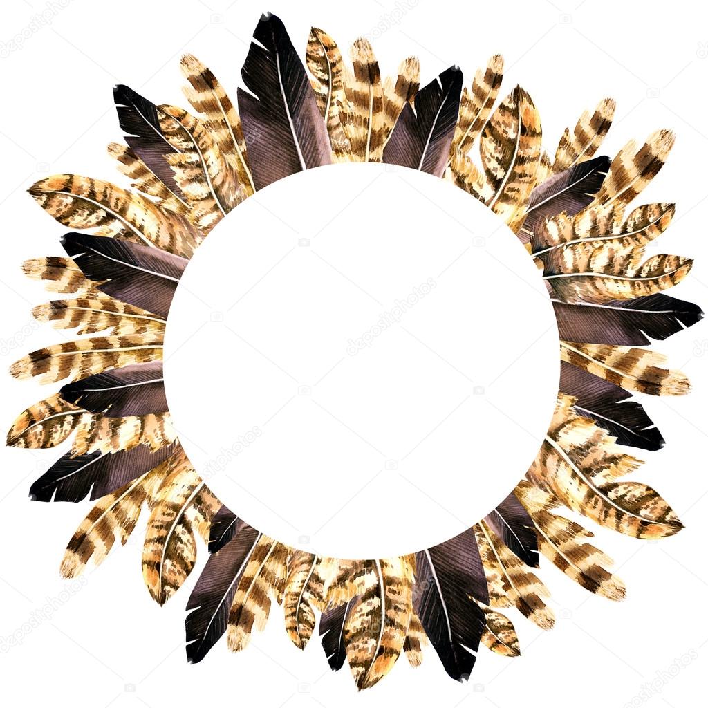 Boho Feathers round frame border. — Stock Photo © Mehendra #125265864