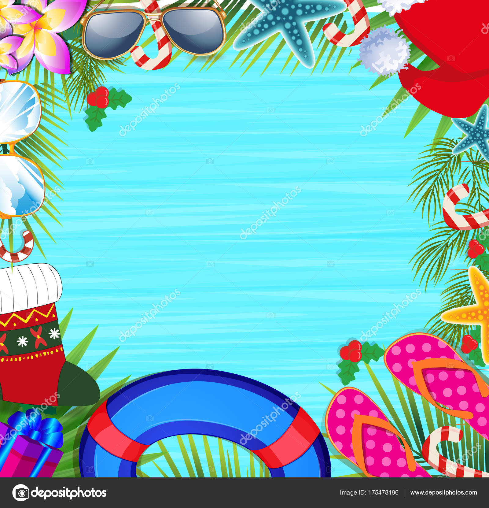 Christmas beach frame with copy space. Stock Vector Image by ...