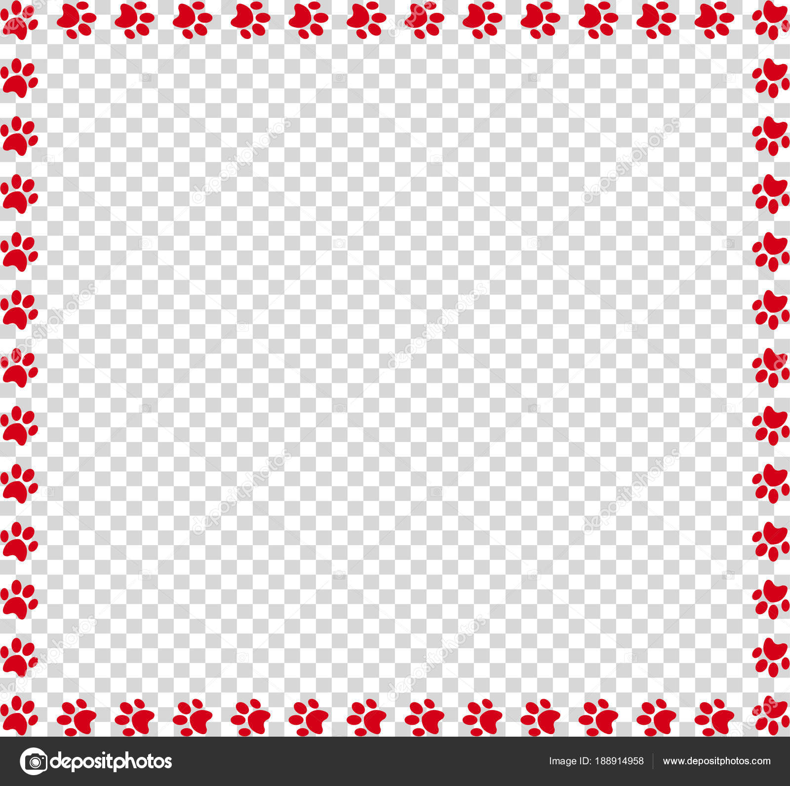 Red Paw Print Border