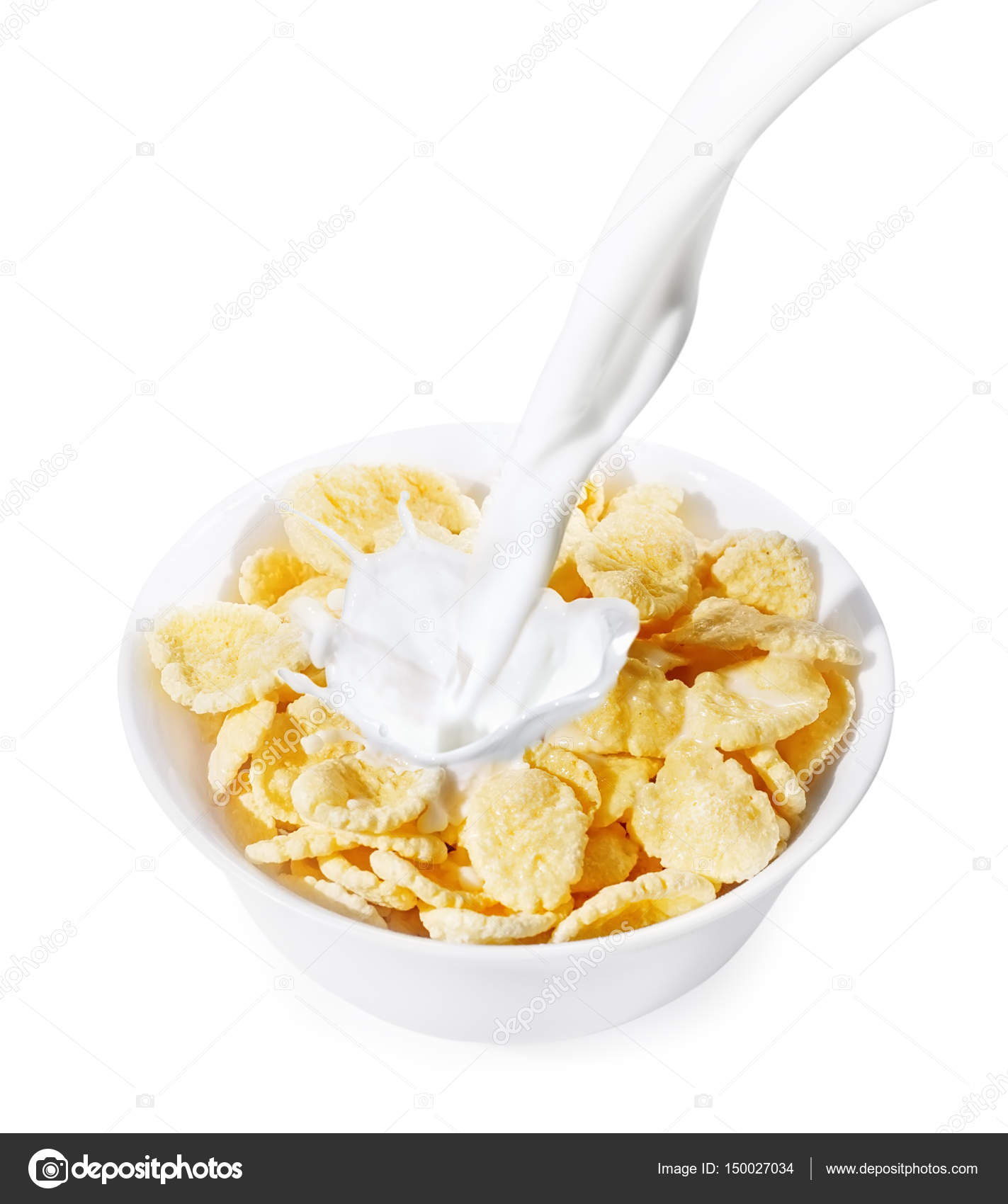 Corn flakes with milk splash Stock Photo by ©AlterPhoto 150027034