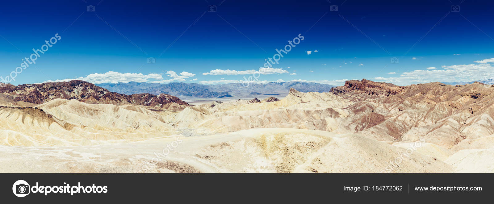 Panoramic View Mudstone Claystone Badlands Zabriskie Point Death Valley ...