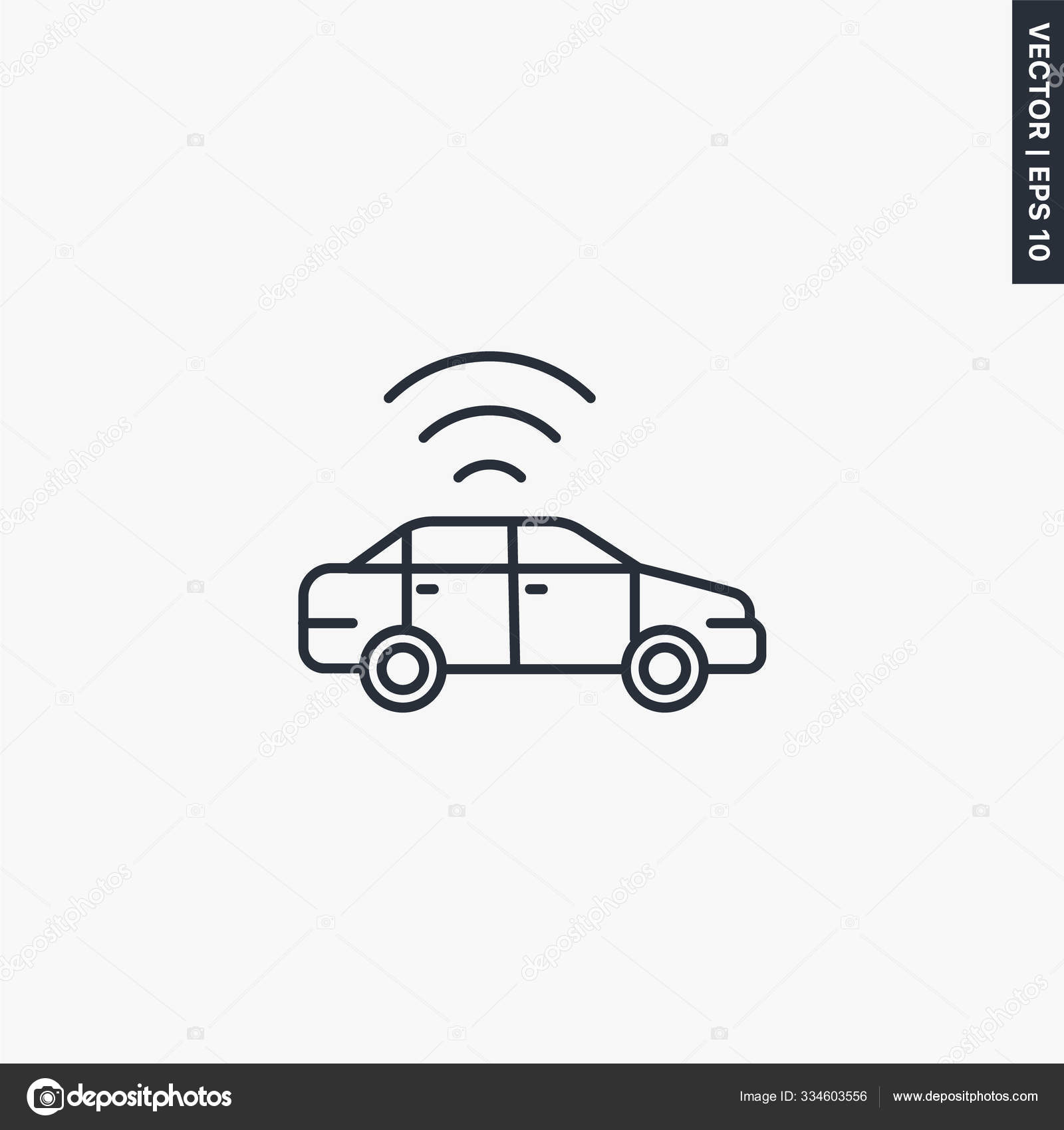 Autonomous car icon, linear style sign for mobile concept and we Stock ...