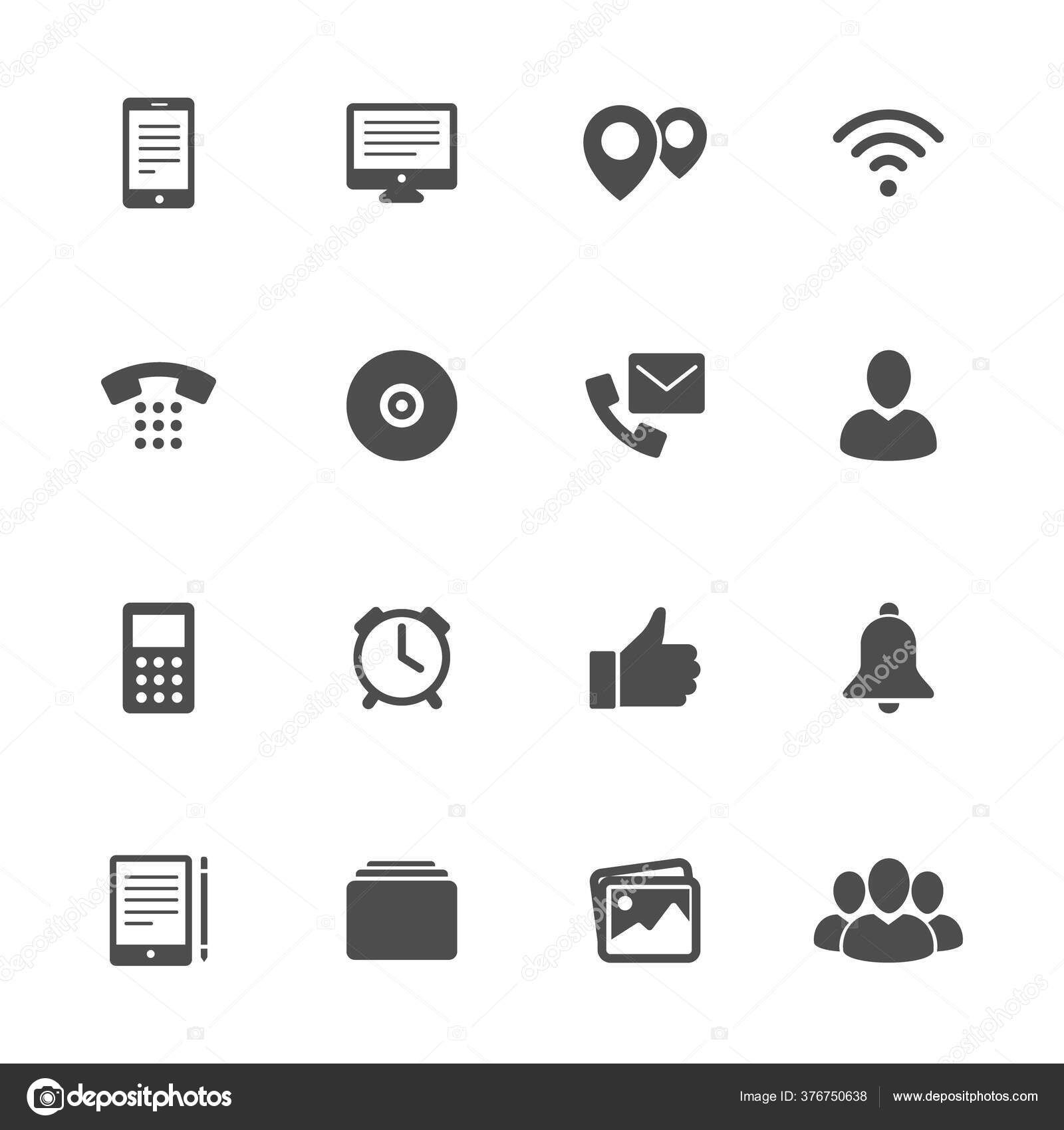 Office Objects Flat Icons Gray Set Pieces Stock Vector by ©wasiliyg ...
