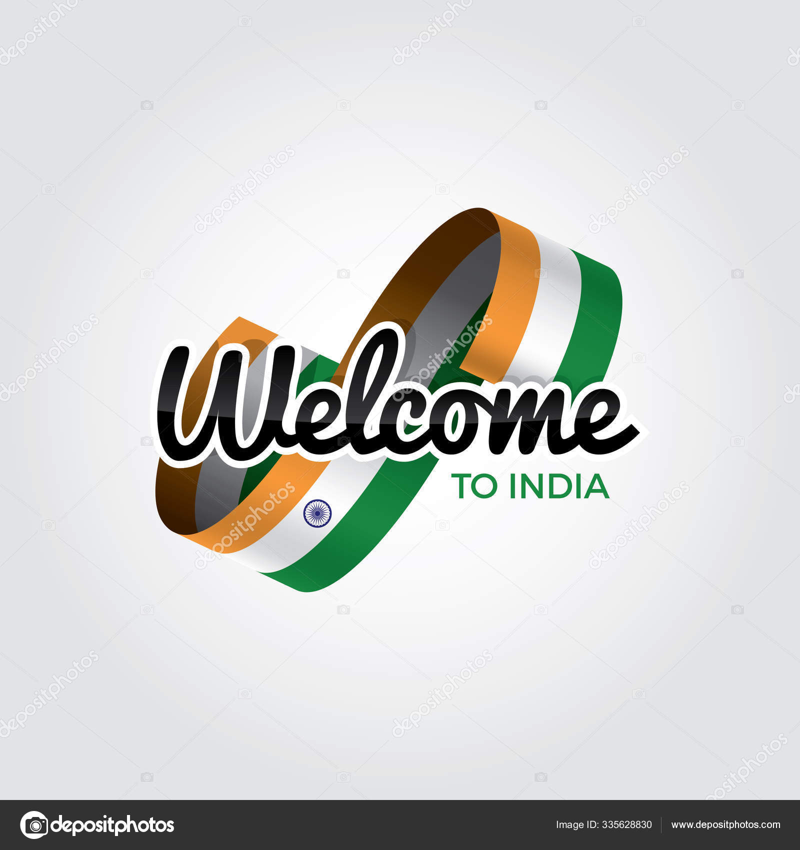 Welcome India Symbol Flag Simple Modern Logo White Background Vector ...