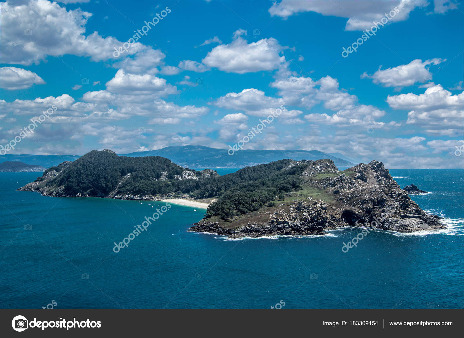 Panoramic of the Cies Islands in Vigo, Galicia — Stock Photo ...