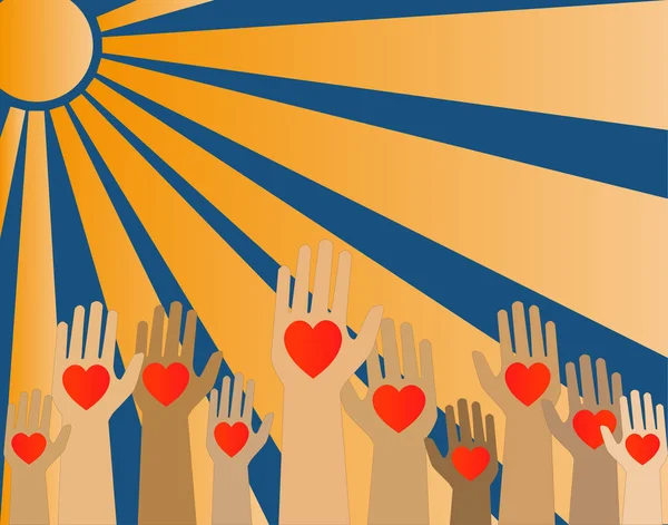 Hands with hearts up Stock Vector by ©miztanya 112940440