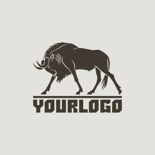 Wildebeest logo sign vector illustration on brown background Stock ...