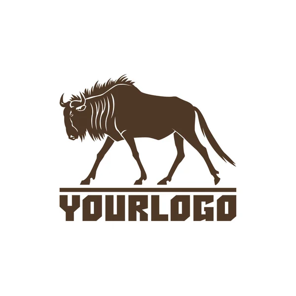 Wildebeest logo sign vector illustration on brown background Stock ...