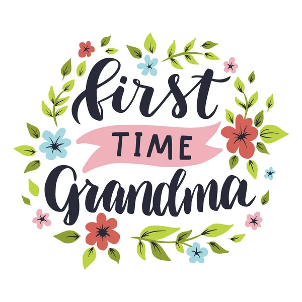 Happy birthday grandma. Hand drawn lettering phrase. — Stock Vector ...