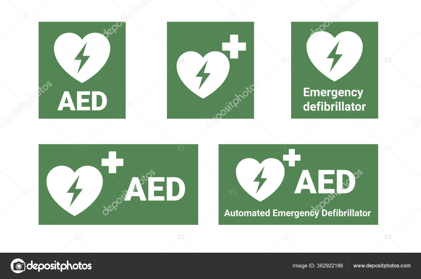 AED Señales de ubicación del desfibrilador de emergencia o pegatinas ...