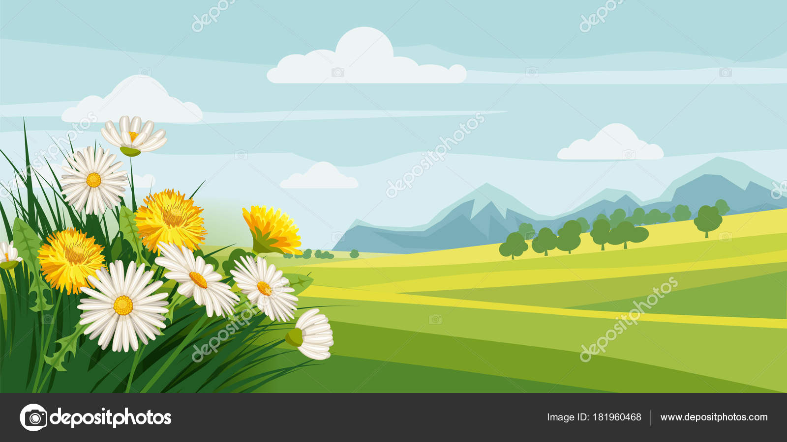 Cartoon Field Of Flowers