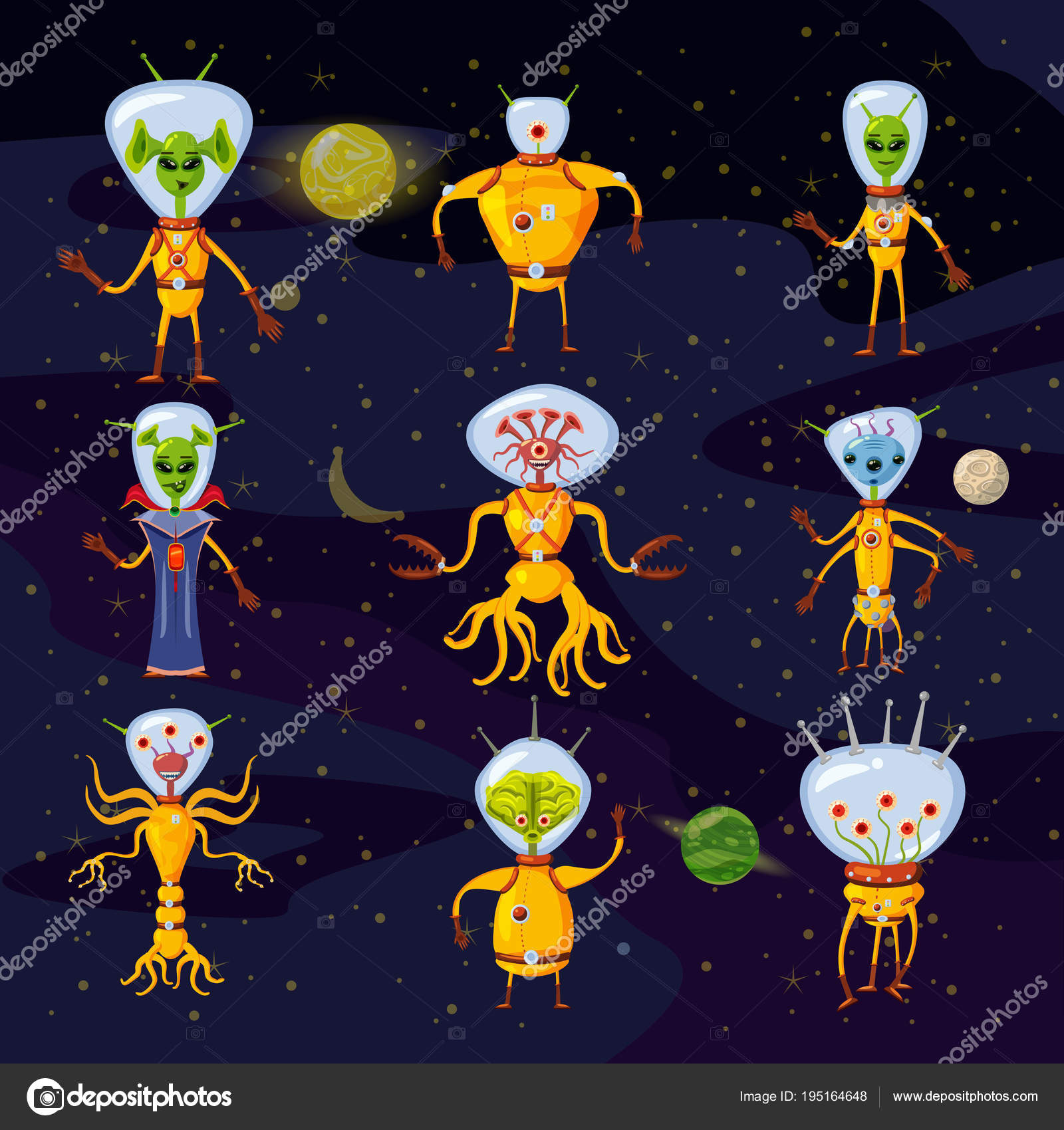 Cute Alien Cartoon Characters