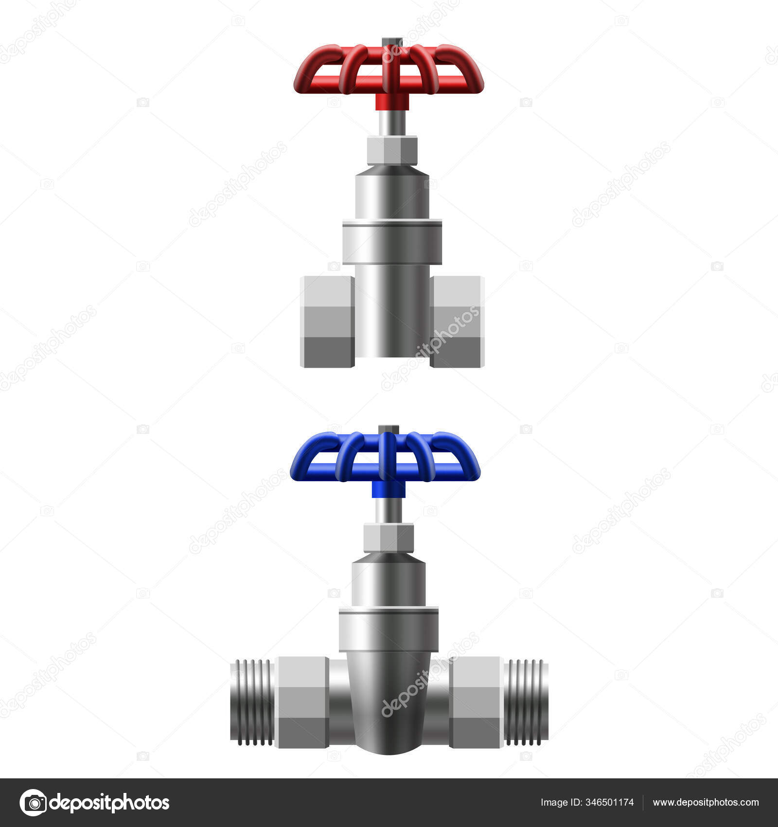 Set valves ball, fittings, pipes of metal piping system. Different ... Set valves ball, fittings, pipes of metal piping system. Different ...