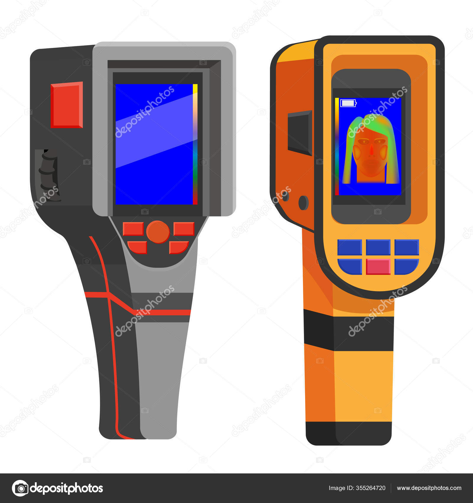 Set Thermal scaner camera infrared. Portable Visualize temperature ...