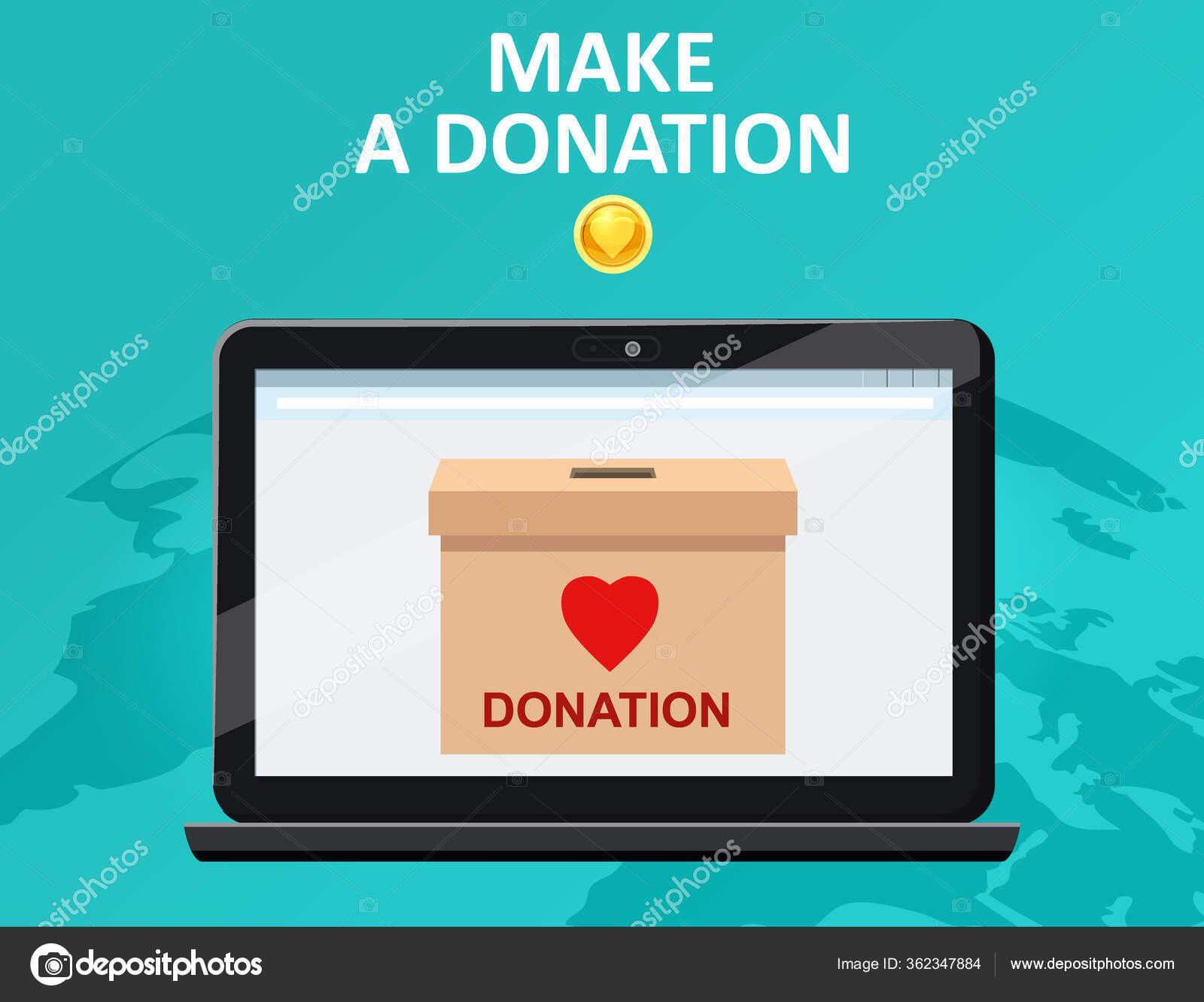 Donar pagos en línea. Haga una caja de donación en una pantalla de PC ...