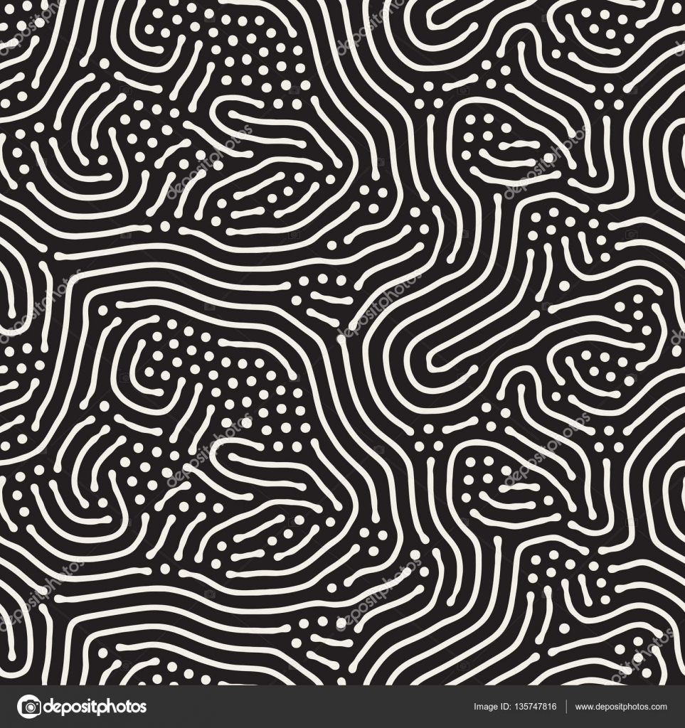 Organic Irregular Rounded Lines. Vector Seamless Black and White ...