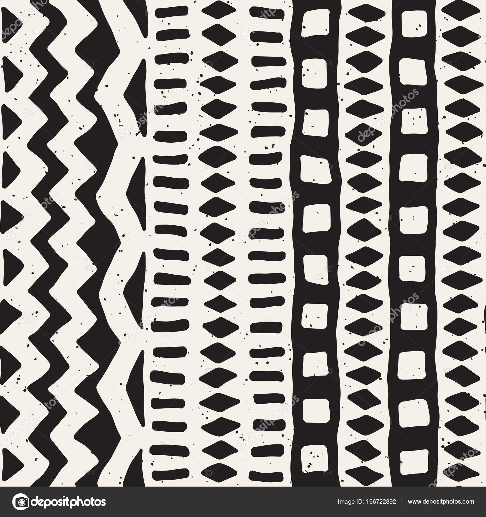 Hand drawn painted seamless pattern. Vector tribal design background ...