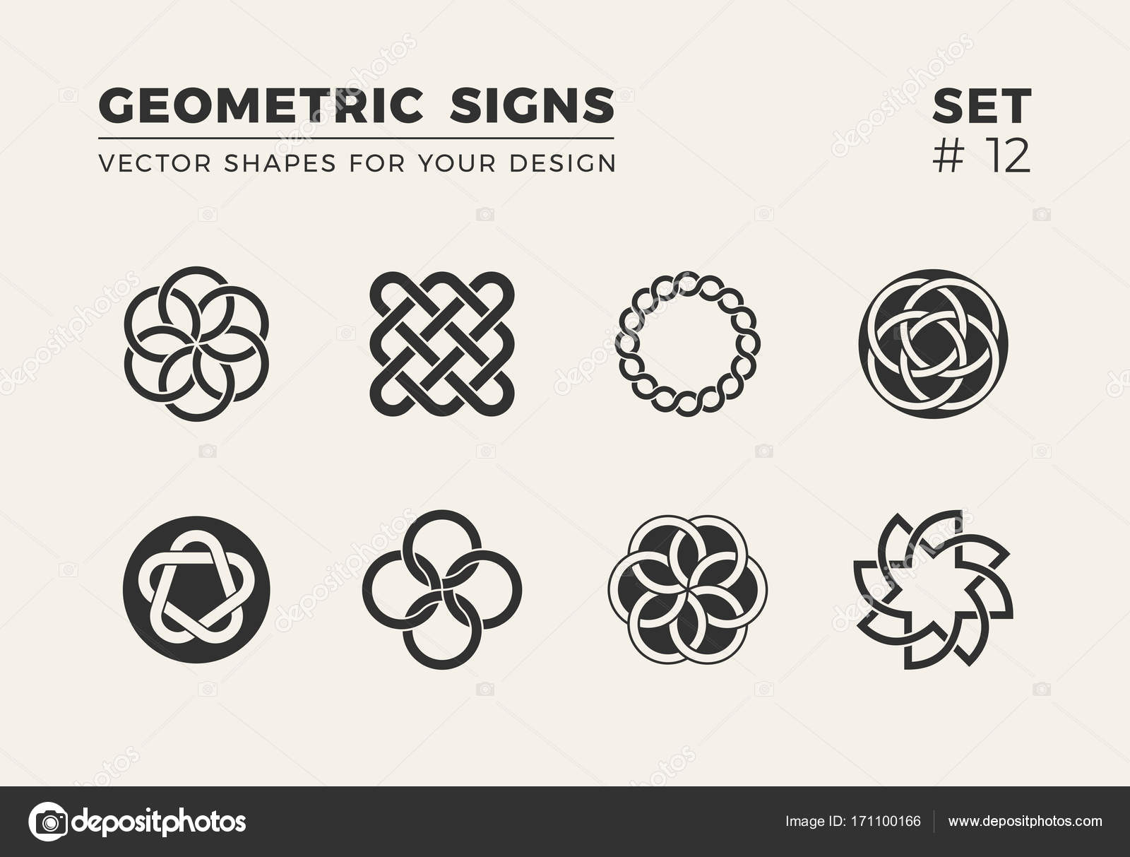 Set Eight Minimalistic Trendy Shapes Stylish Vector Logo Emblems Your ...