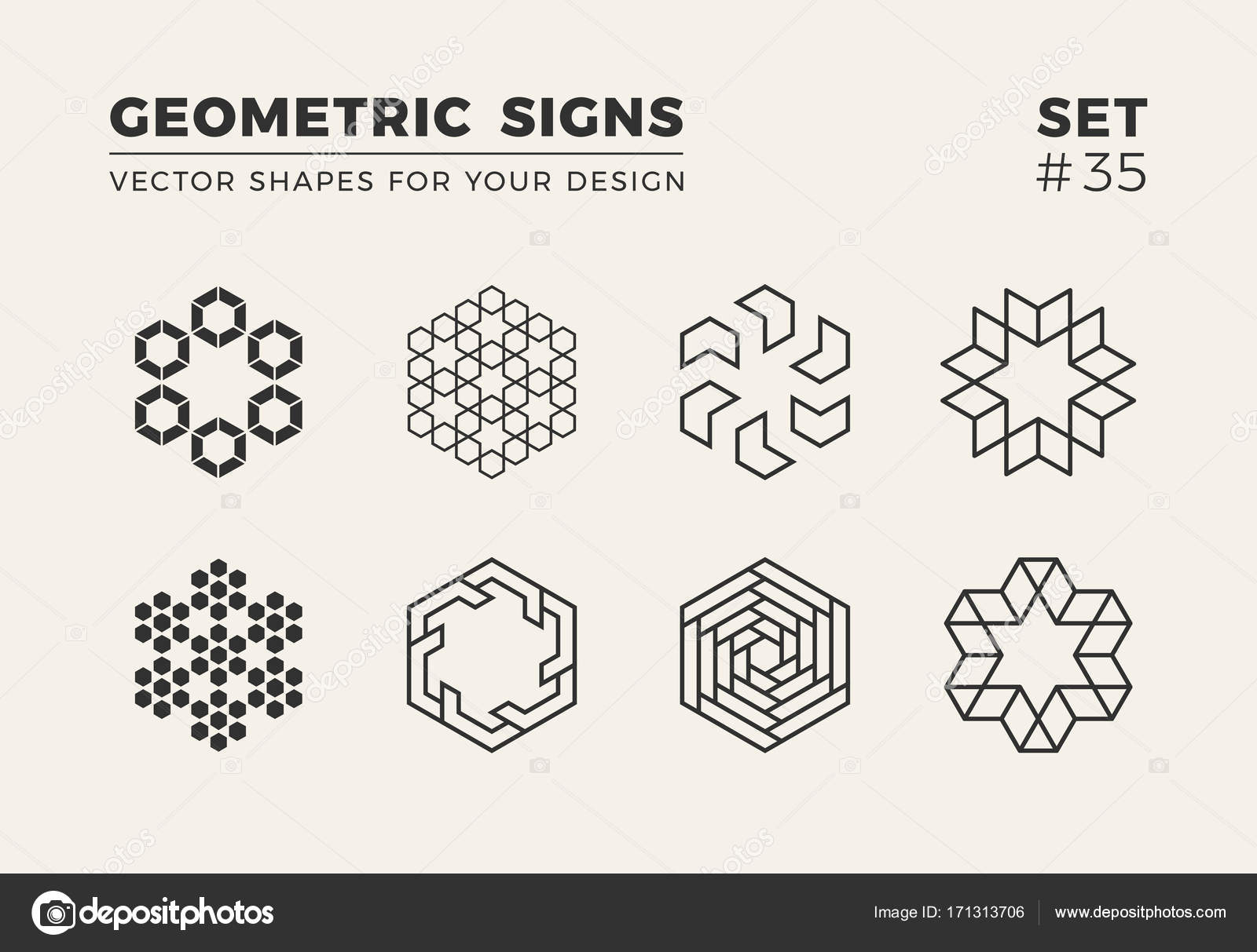 Set Eight Minimalistic Trendy Shapes Stylish Vector Logo Emblems Your ...