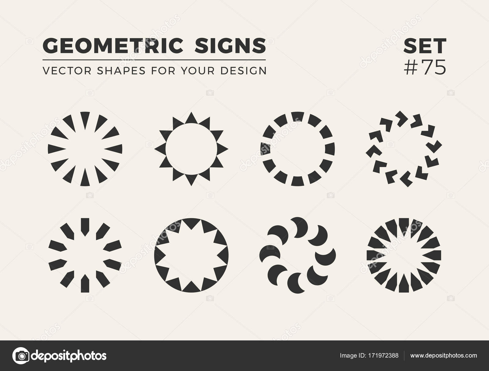 Set Eight Minimalistic Trendy Shapes Stylish Vector Logo Emblems Your ...