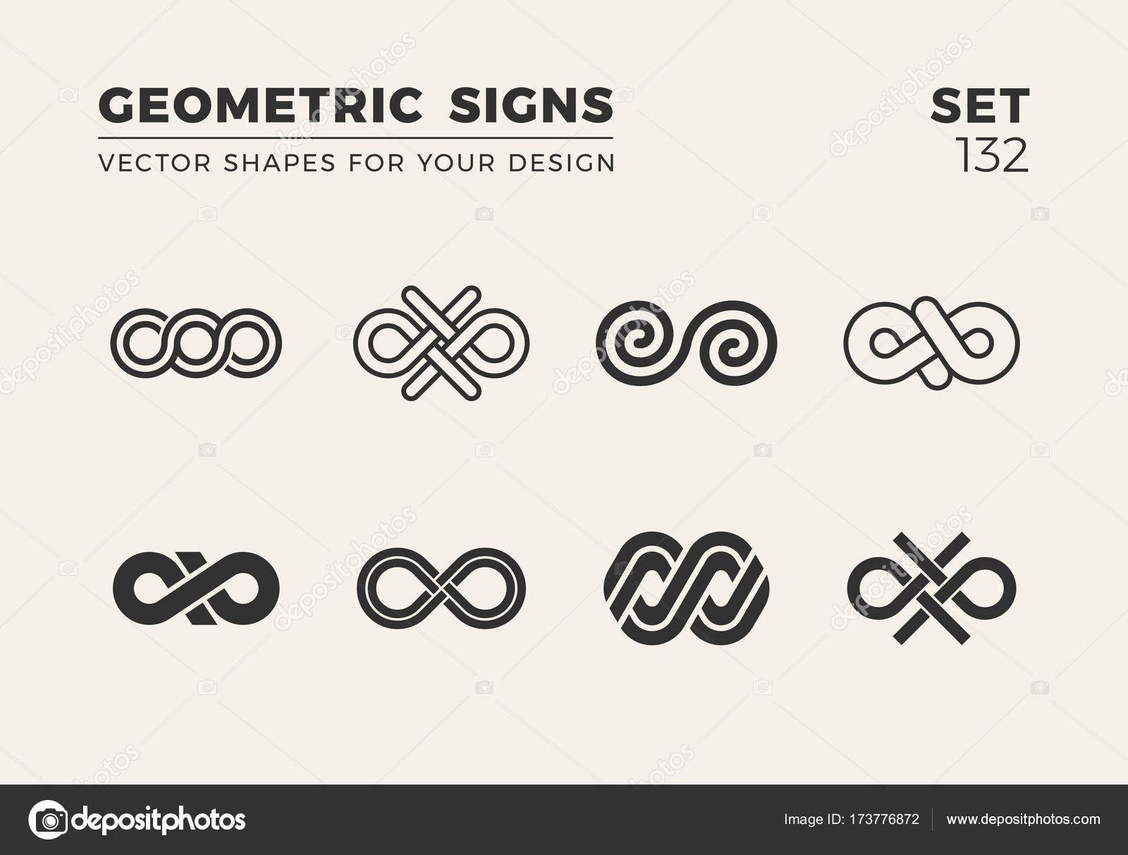 Set Eight Minimalistic Trendy Shapes Stylish Vector Logo Emblems Your ...